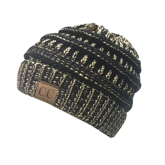 C.C | Accessories | Cc Exclusive Gold And Black Knit Hat | Poshmark